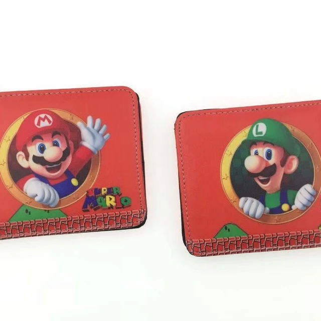Super Mario Short Wallet Anime cartoon character Mario Short folded PU ...