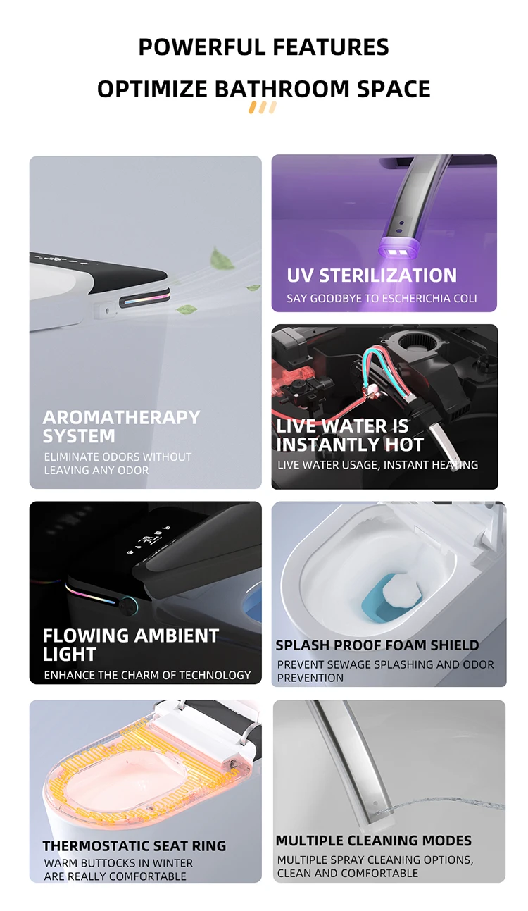 Intelligent Ceramic Floor Mounted Toilet Cyclone Flushing Dual-Flush ...
