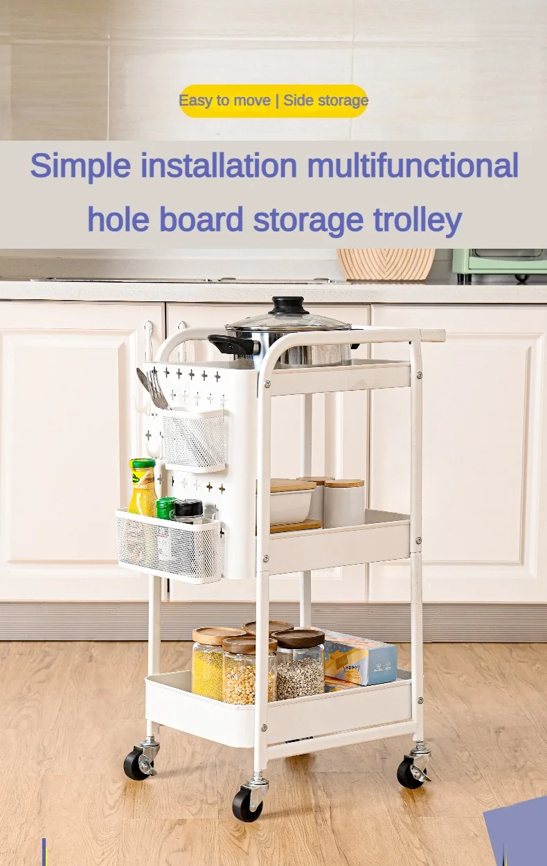 Creative Cavity Board Storage Rack Trolley Kitchen Bathroom Steel Multi ...