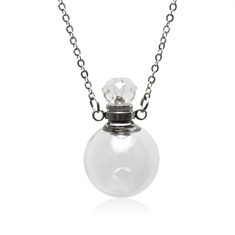 Stainless Steel Chain with Glass Vial Ashes Cremation Essential Oil ...