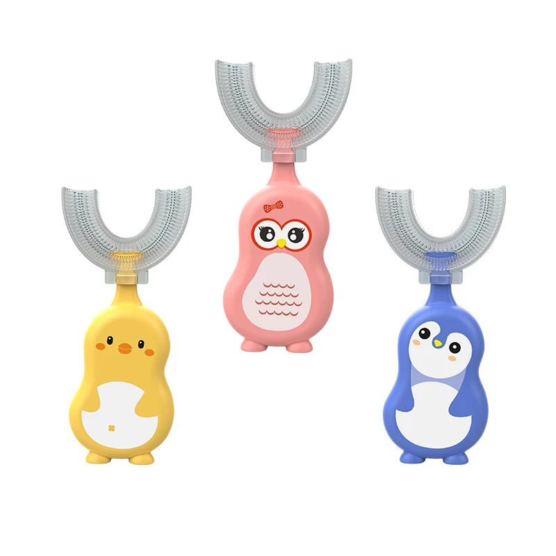 Factory Price Cute Penguin Training U-shape Silicone Toothbrush ...