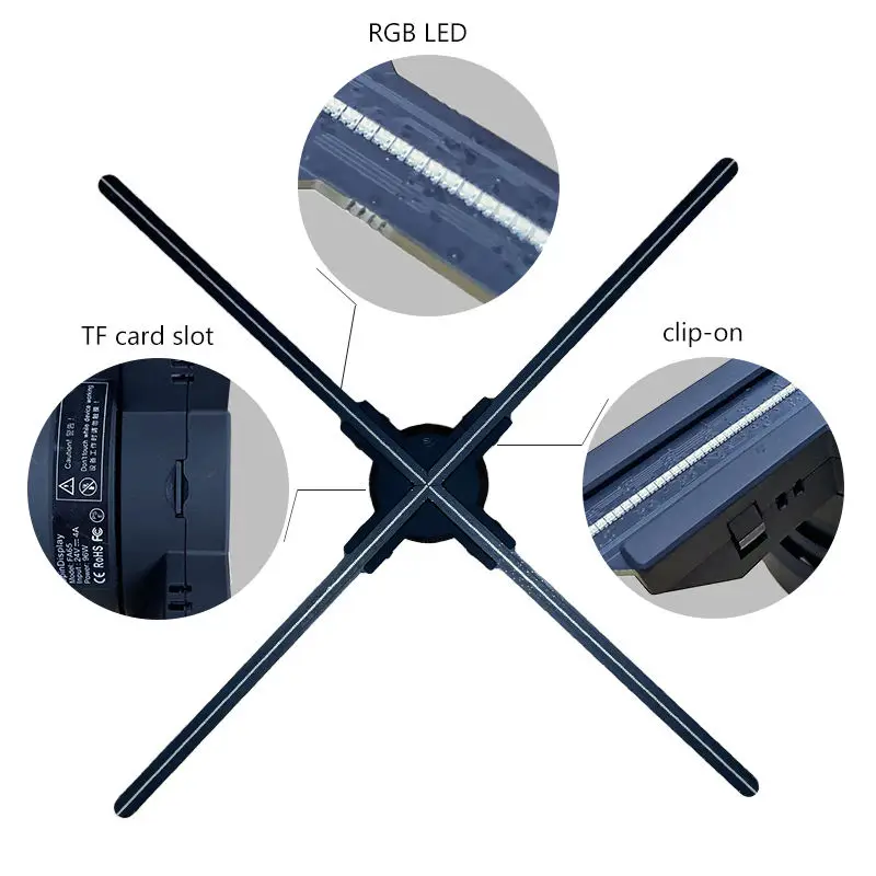 3X3 3D Holographic Projector LED Fan - High Resolution Display
