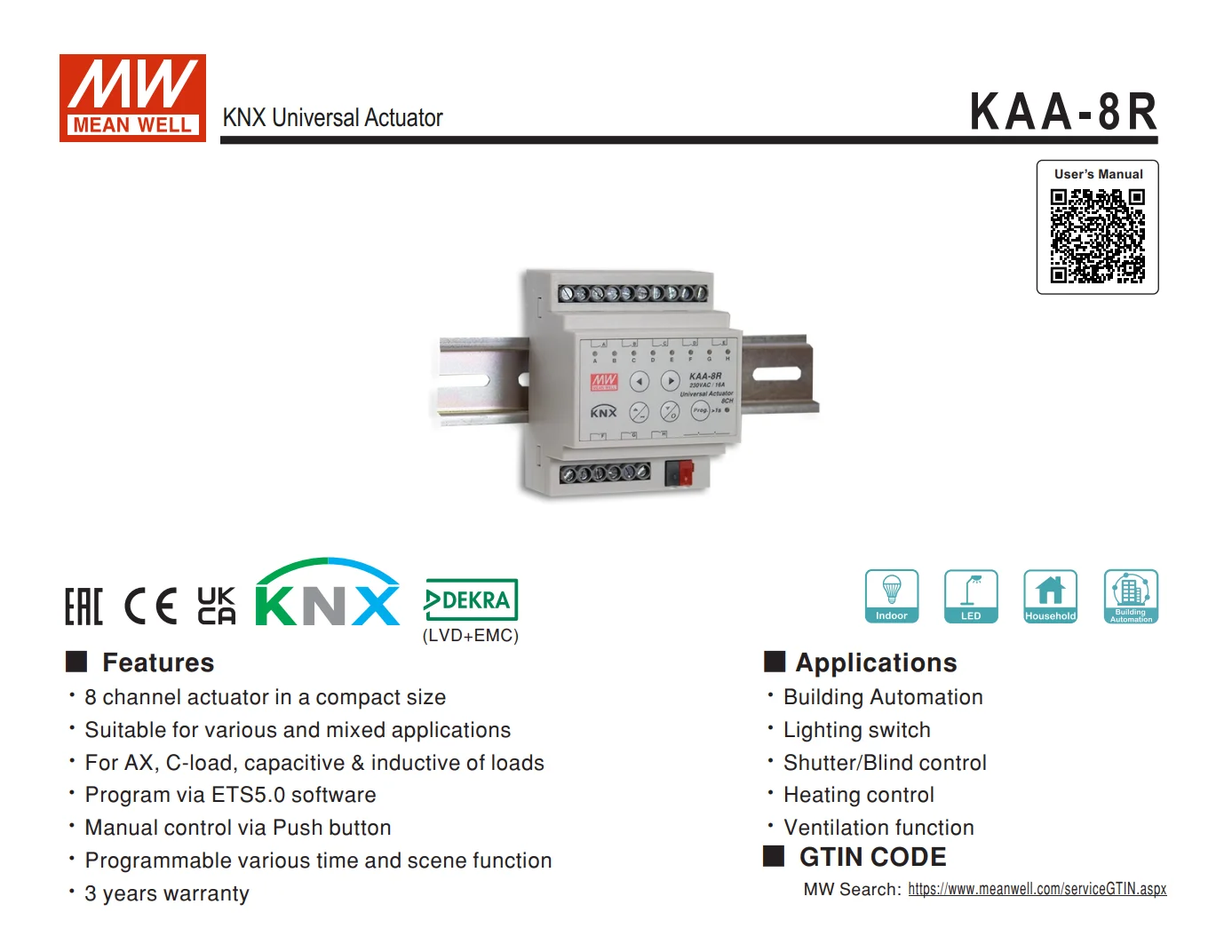 Meanwell KAA-8R-16 Actuator - Reliable Automation Control