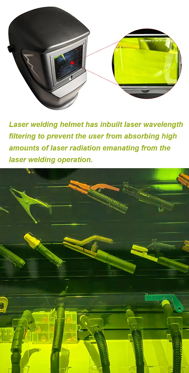 RHK TECH 2-in-1 Automatic Darkening Laser Welding Helmet 900-1080nm Wavelength Filtering Fiber ...