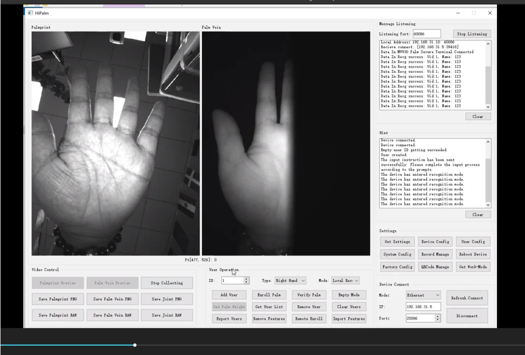 Hfsecurity MP30 Biometric Palm Vein Scanner - Secure & Versatile