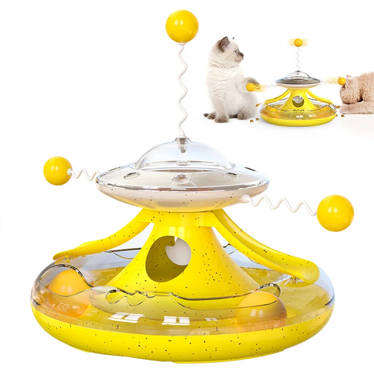 PET carousel interactive spring ball puzzle cat food dispenser toy ...