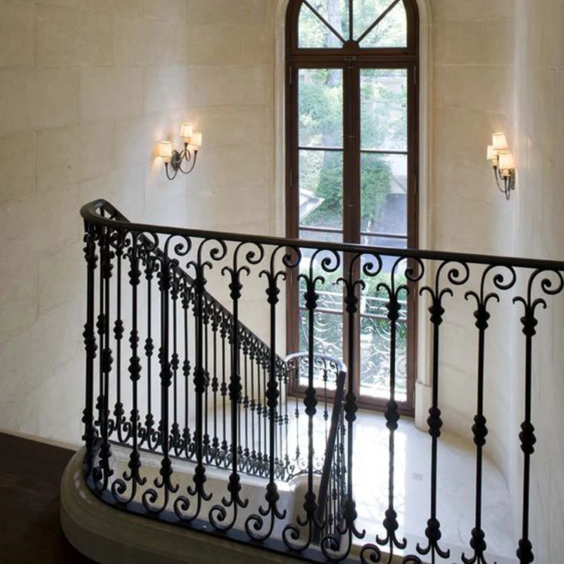 Simple Interior Wrought Iron Stair Hand Railings Decorative