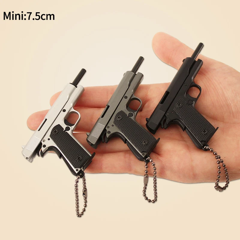 Wholesale 1:3 Mini Metal 7cm Toy Gun Keychain with Bullets