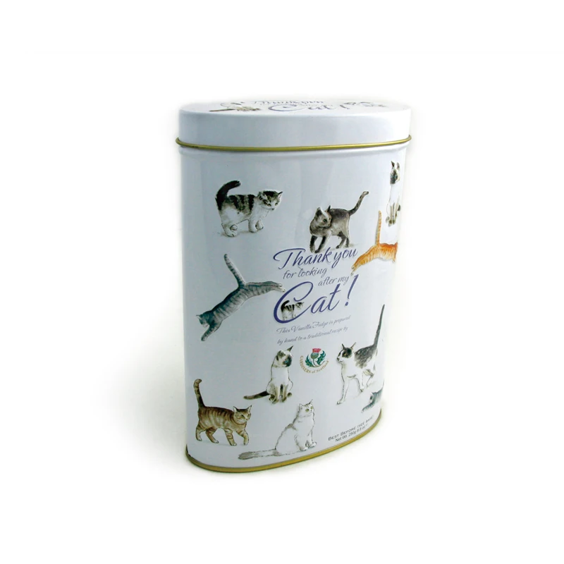 Oval Shape Pet Foods Packing Tin Box Cat Food Packing Metal Tin Case ...