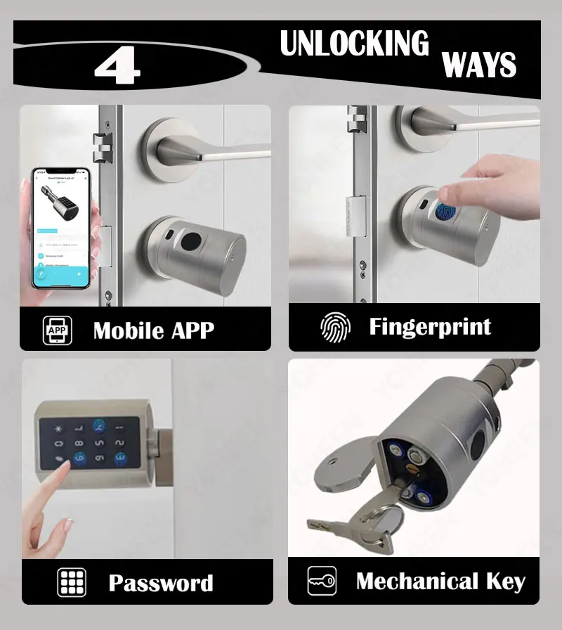 Tuya Smart Fingerprint Code Cylinder Lock - Secure & Easy