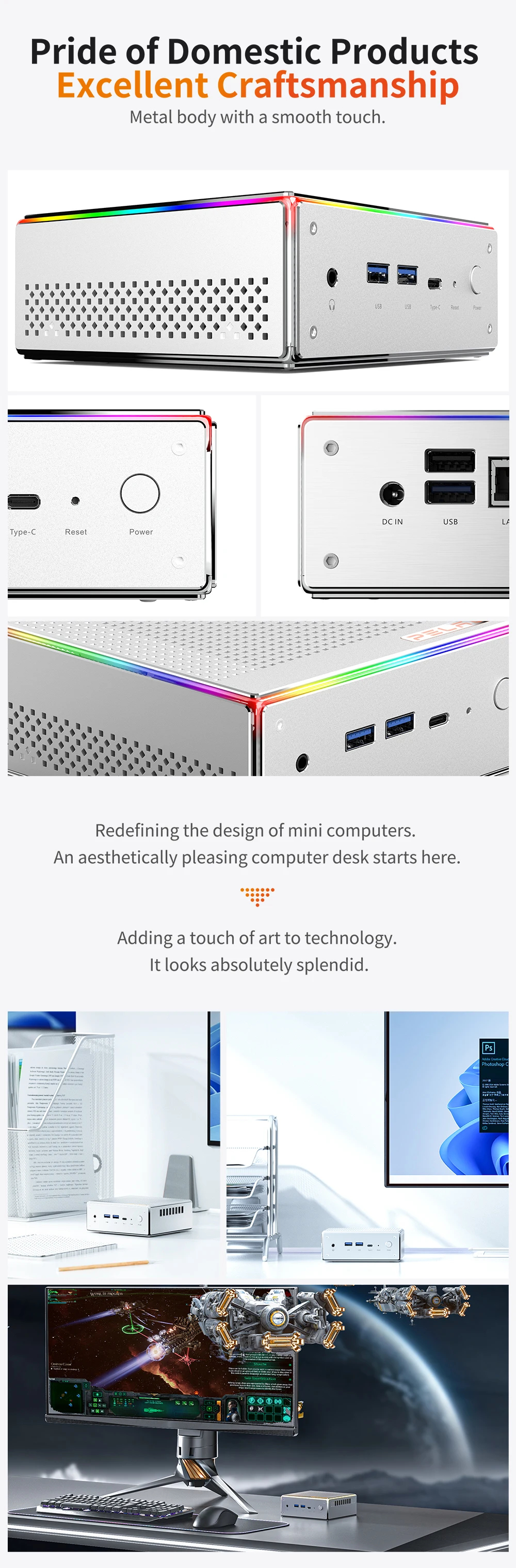 Peladn High Performance Mini Pc Cpu Amd Ryzen7 7840hs Wifi 6.0 Bt5.2 ...