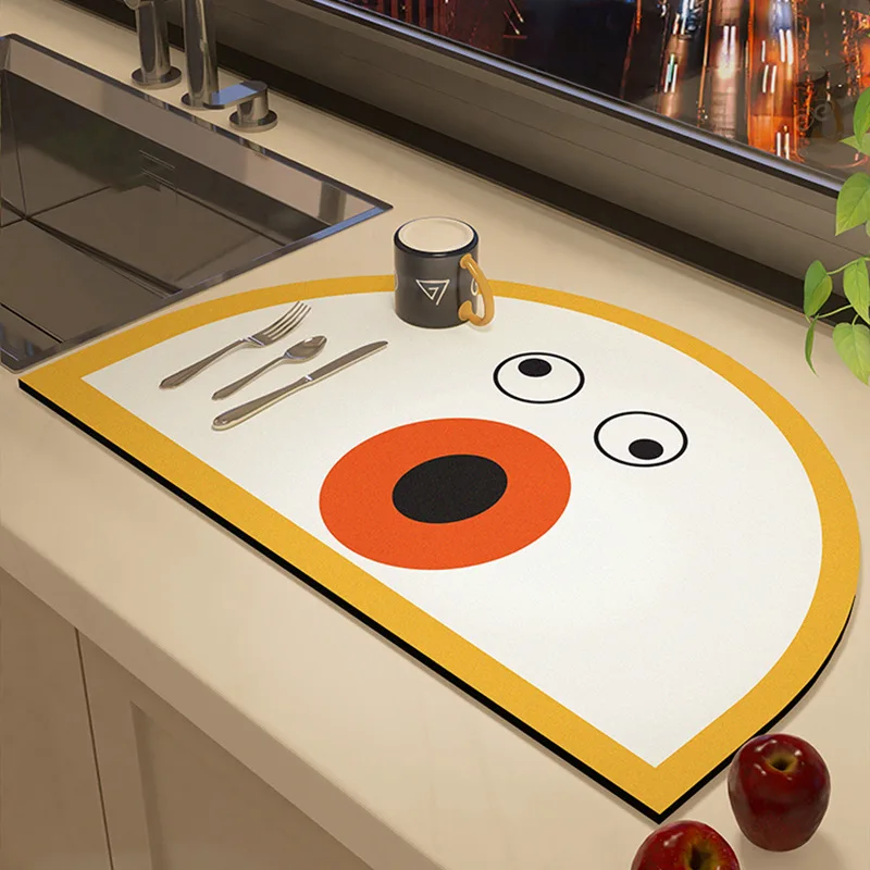 Cartoon Diatom Mud Kitchen Countertop Drain Mat Non-slip Absorbent ...