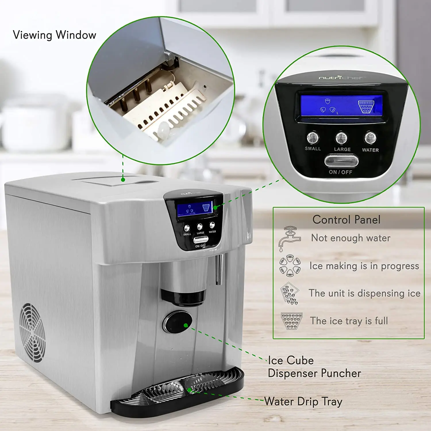 10kgs 1.8l Water Tank 1kgs Ice Storage Ice Maker With Water Dispenser ...