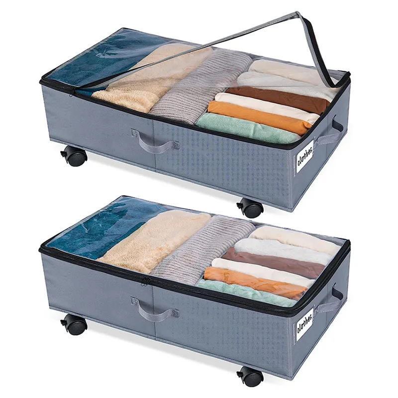 Modern Foldable Underbed Storage Box With Wheels Low-priced Under Bed ...