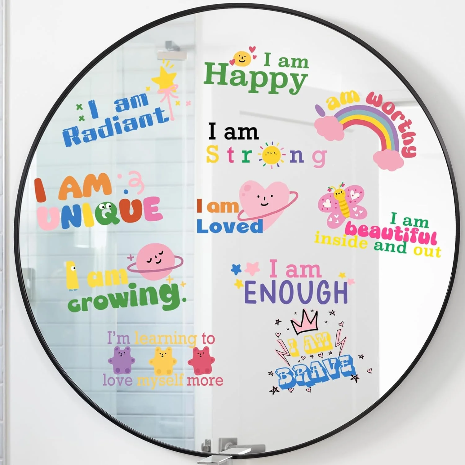 Positive Affirmation Mirror Stickers Reusable Static Decals with Quotes ...