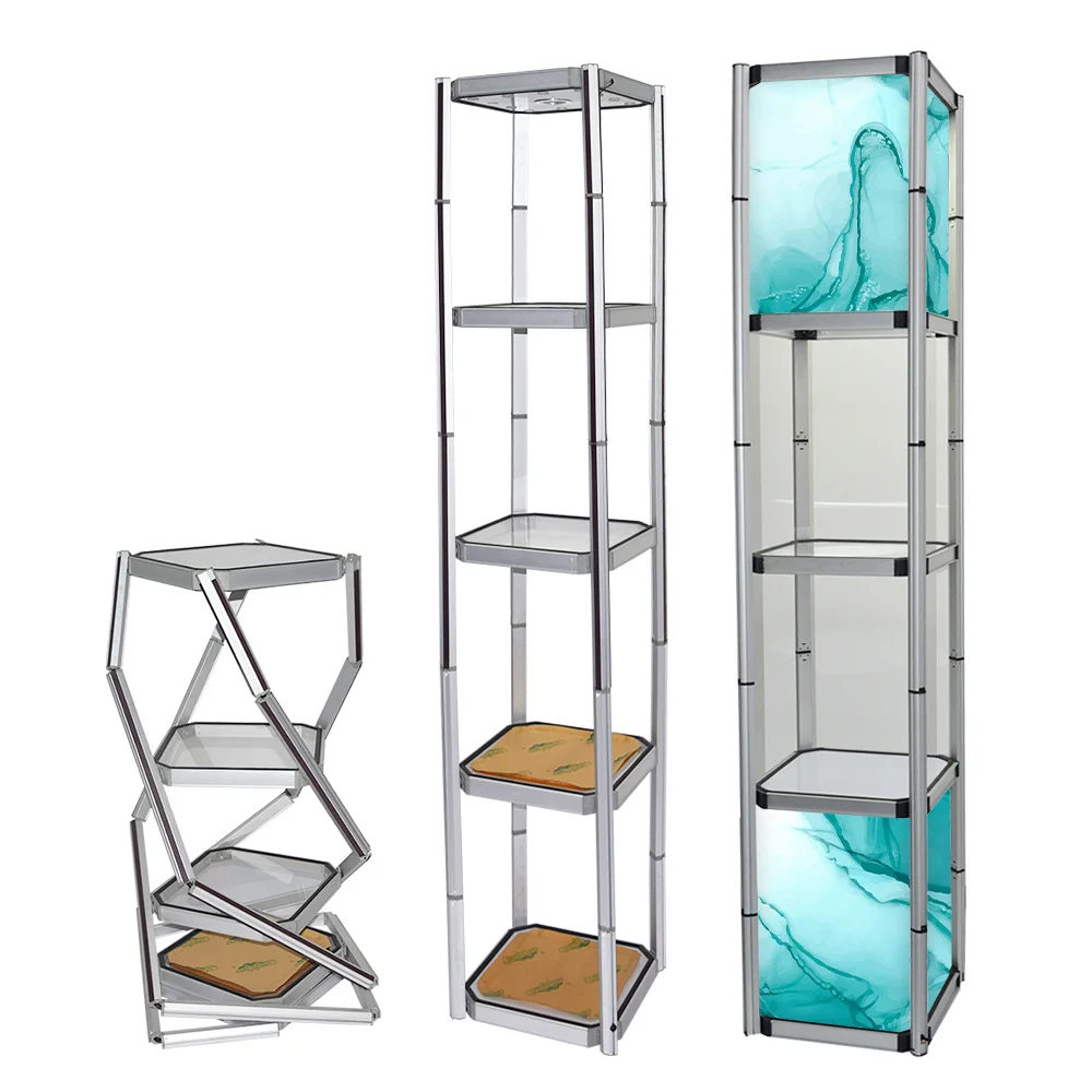 Portable Showcase Twister Tower - Modern Aluminum Display