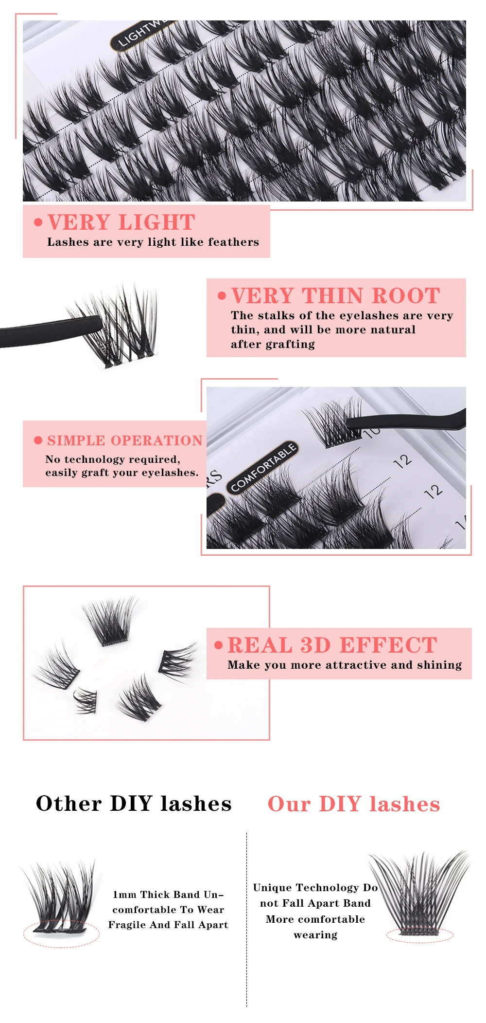 Wholesale New Private Label Individual Eyelash Cluster Extensions D ...
