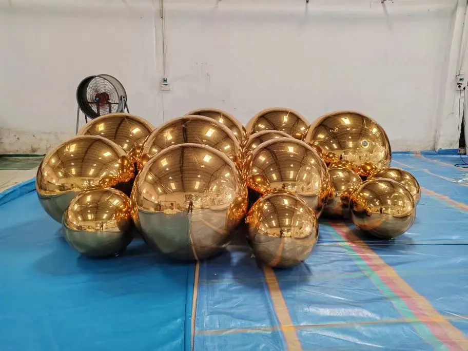 2024 Hanging Inflatable Mirror Ball - Decorative Gold Sphere