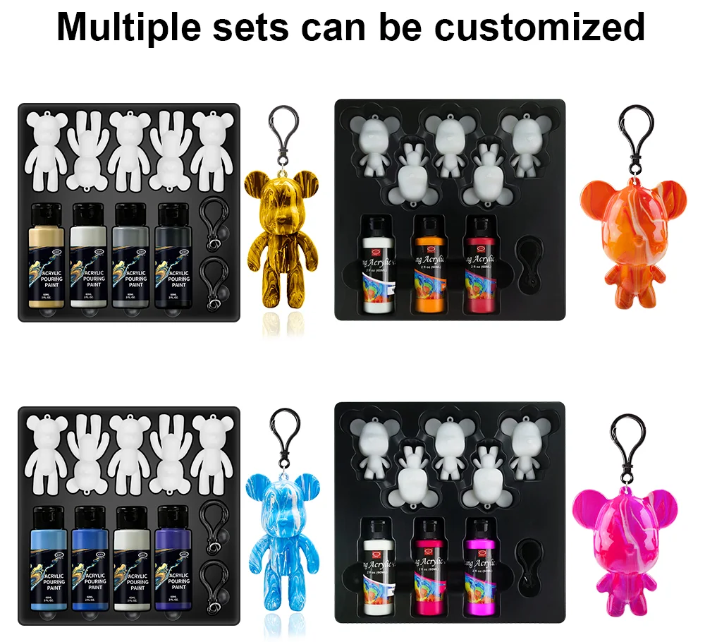 KHY Cute DIY Bear Painting Bearbrick 1000% White Figurine