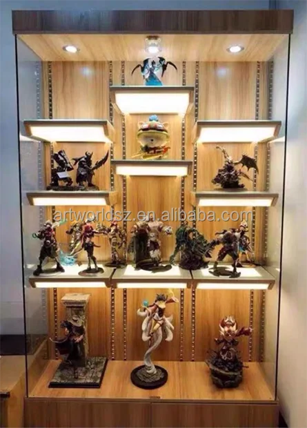 Retail Store Toy Figure Display Cases Wood With Tempered Glass Action ...