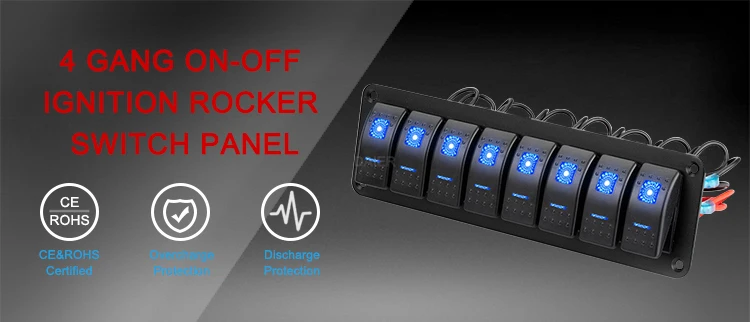 8 Gang Marine Switch Panel - 12V Waterproof Boat Control