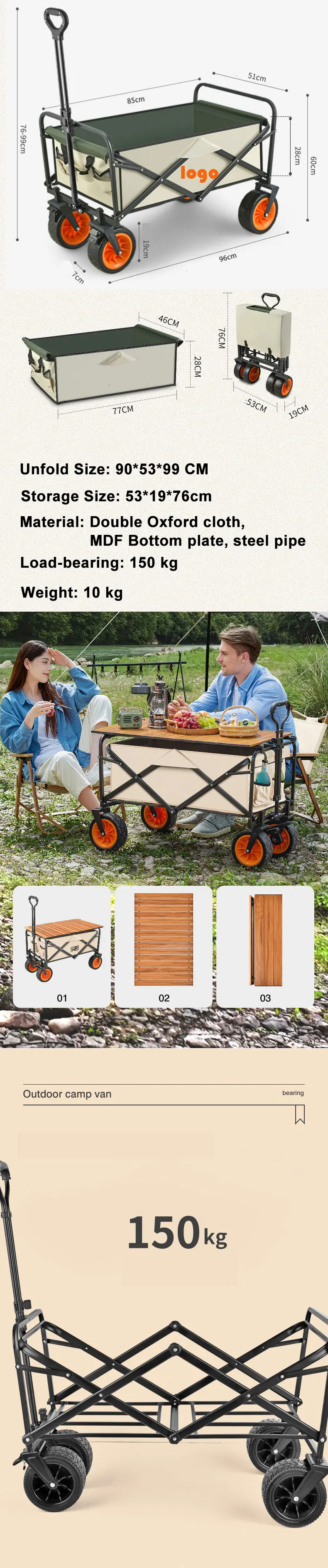 Outdoor Garden Beach Trolley Fishing Folding Camping Cart Wagon ...