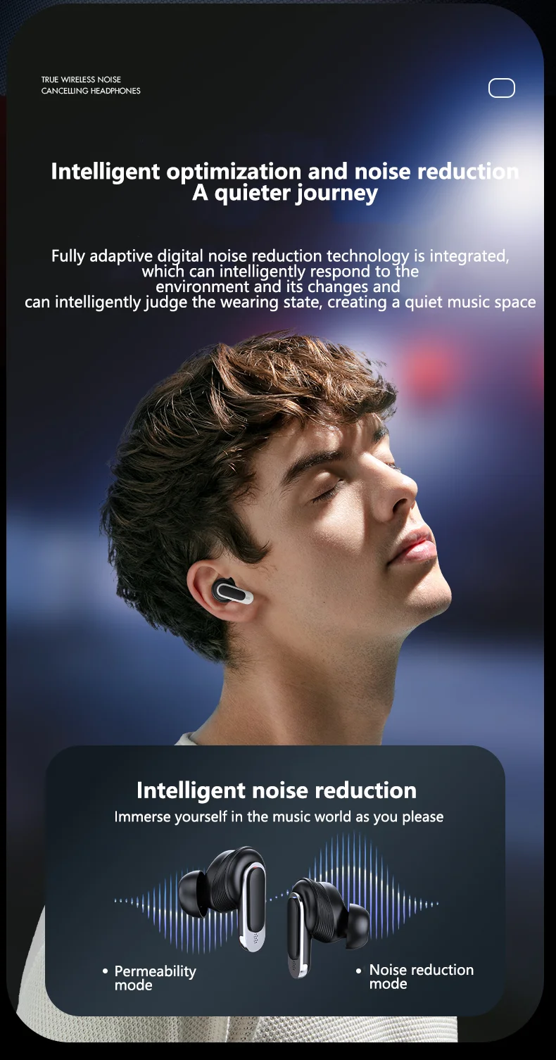 M6 Smart Touch Screen Wireless TWS Stereo Clear Sound Headset ANC Noise ...