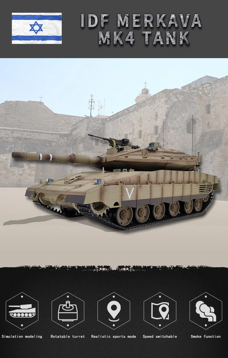 RC Tank 1/16 Heng Long IDF Merkava MK IV TK7.0 3958 360 Turret Rotary ...