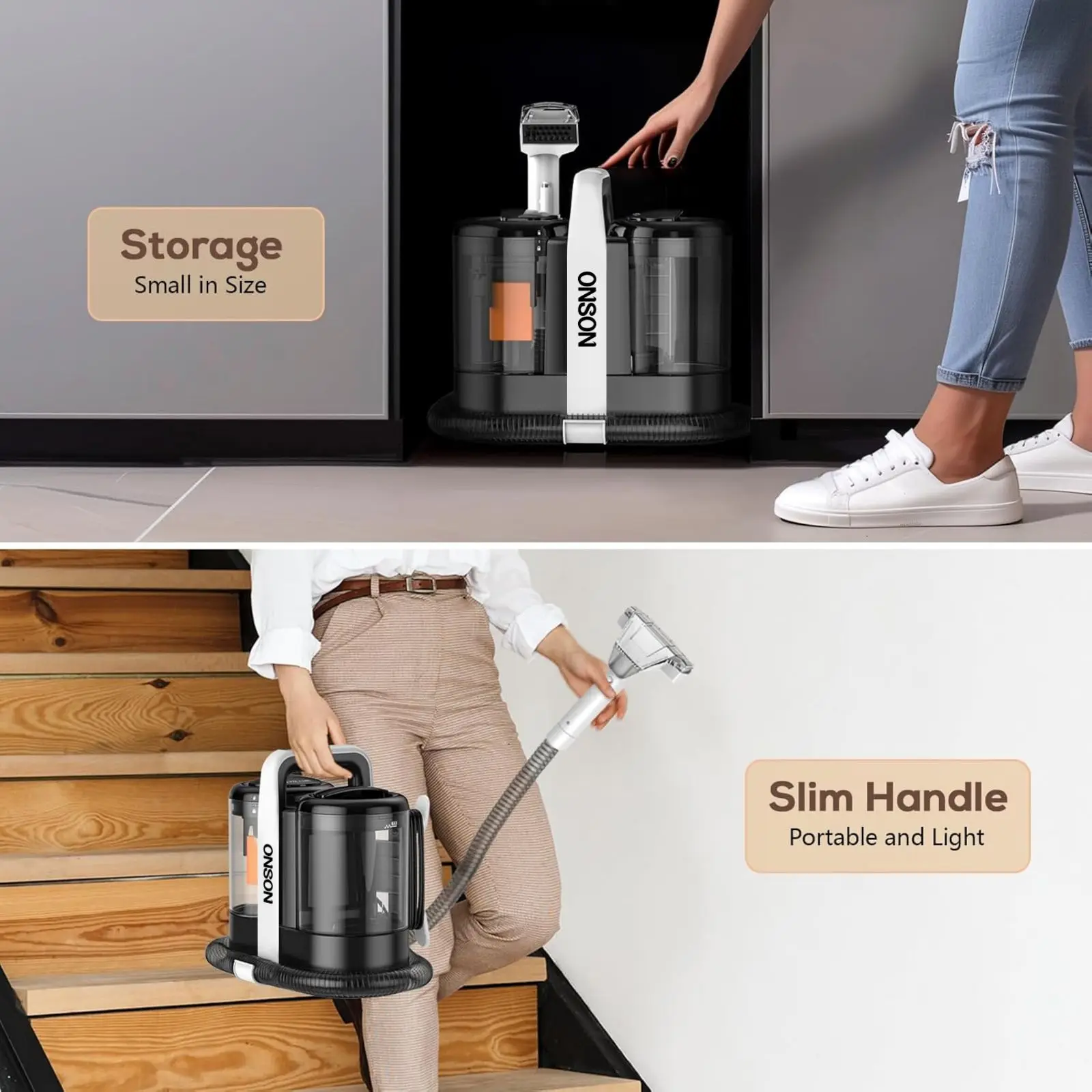 ONSON Portable Cordless Spot and Stain Vacuum Cleaner