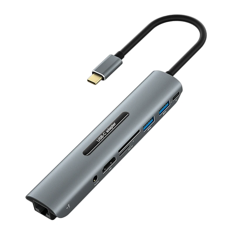 Type C Multifunction Hub Adapter Type C To Usb Lan Hdmi Tf Sd Pd 8 In 1 ...