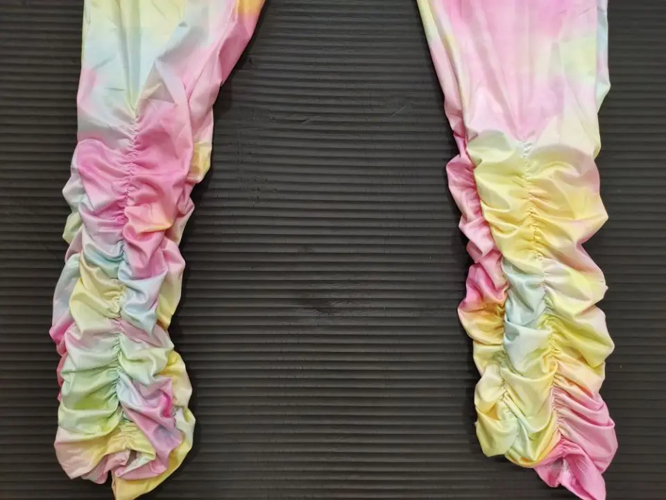 In Stock Tie Dye Stacking Pants Plus T-shirt Two Piece Set Women ...