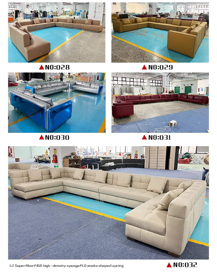 Deluxe Leather Sofa with Layered Back Design for Entertainment Venues ...