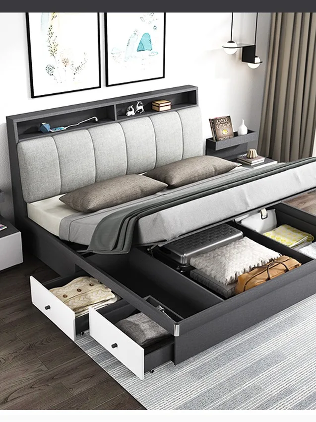 Modern Home Furniture Bedroom Set Storage Queen Bed Frame ...