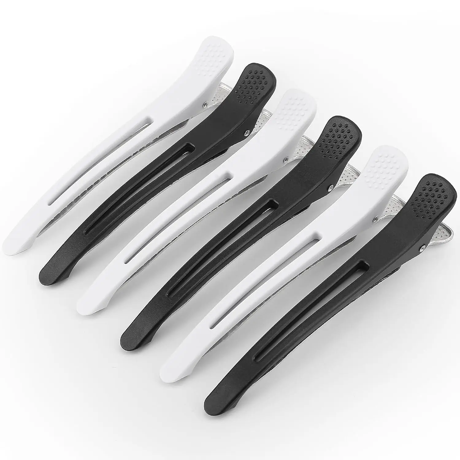 Custom Logo Hairdressing Plastic White Black Hairpin Hair Duck Clip ...
