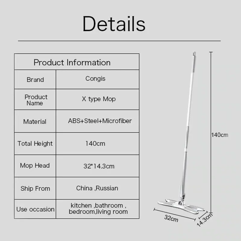 Factory Price X-type Lazy Flat Mop With Steel Handle Plastic ...