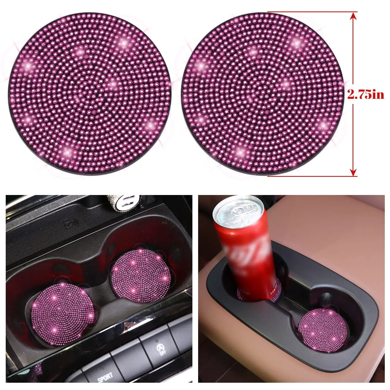 7 Pack Pink Bling Car Accessories Set For Women Girl,Bling Bling ...