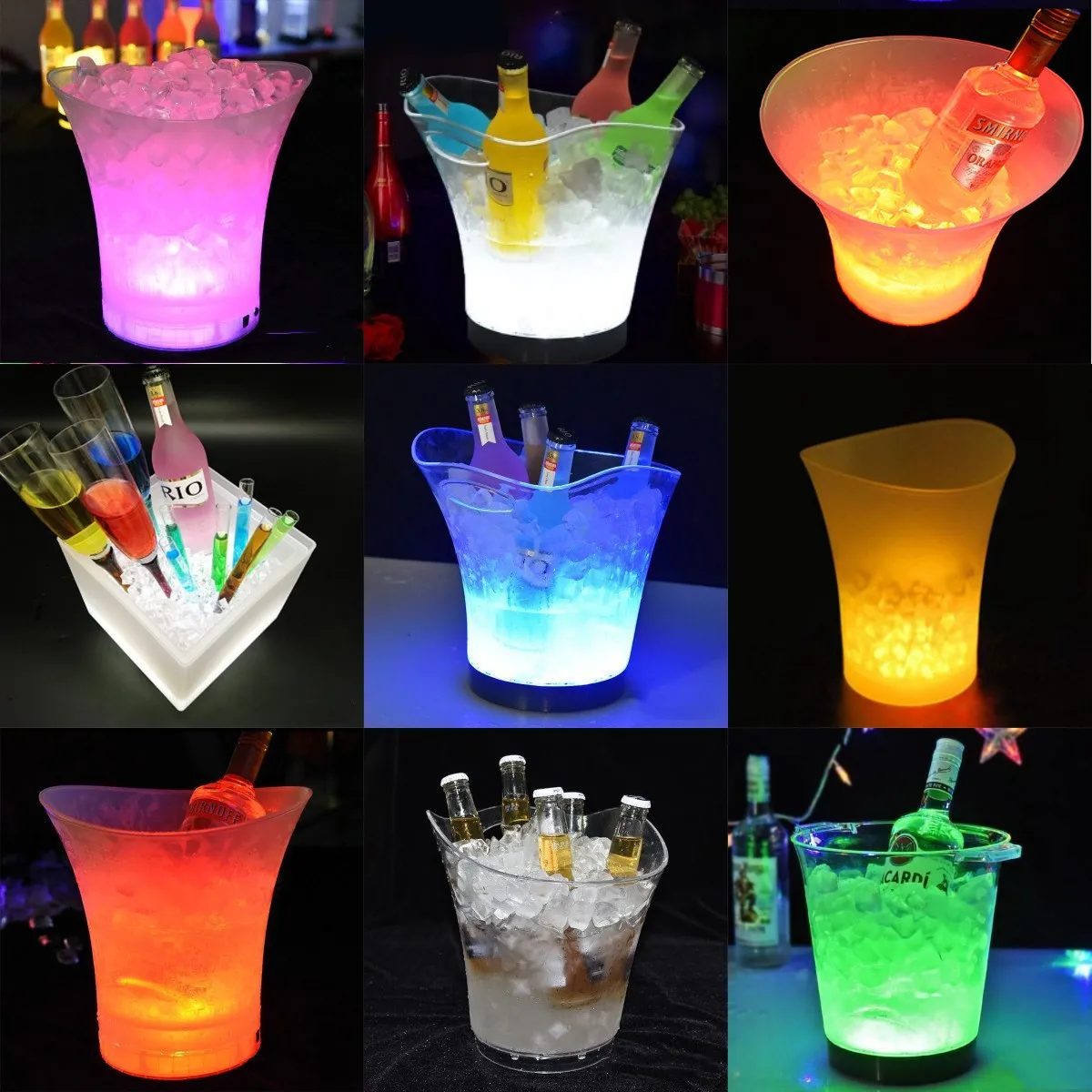 Acrilico LED Ice Buckets Custom Acrylic Ice Buckets Rechargeable ...