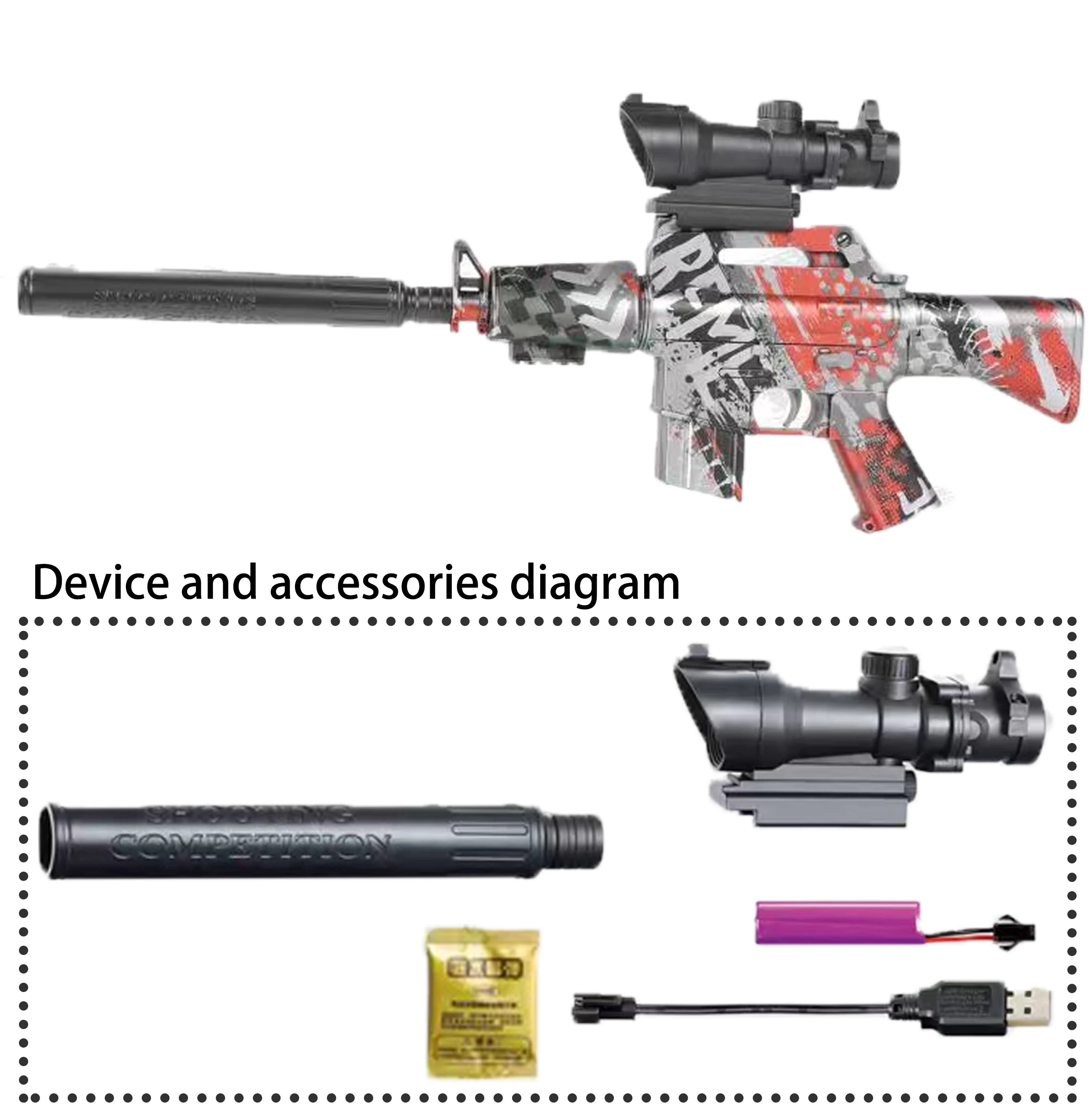 High Quality M16 Black Gel Blaster Accessories De Metal Gellet Depot ...