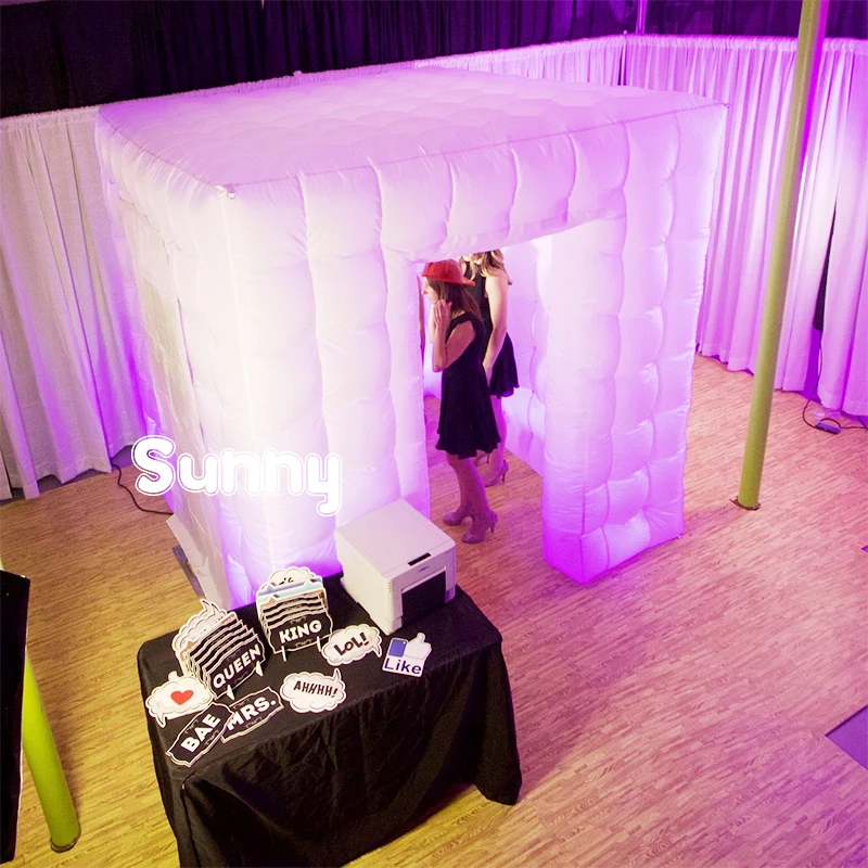 Custom Inflatable Photos Booth White Dome Led Lighting Camera Shape ...