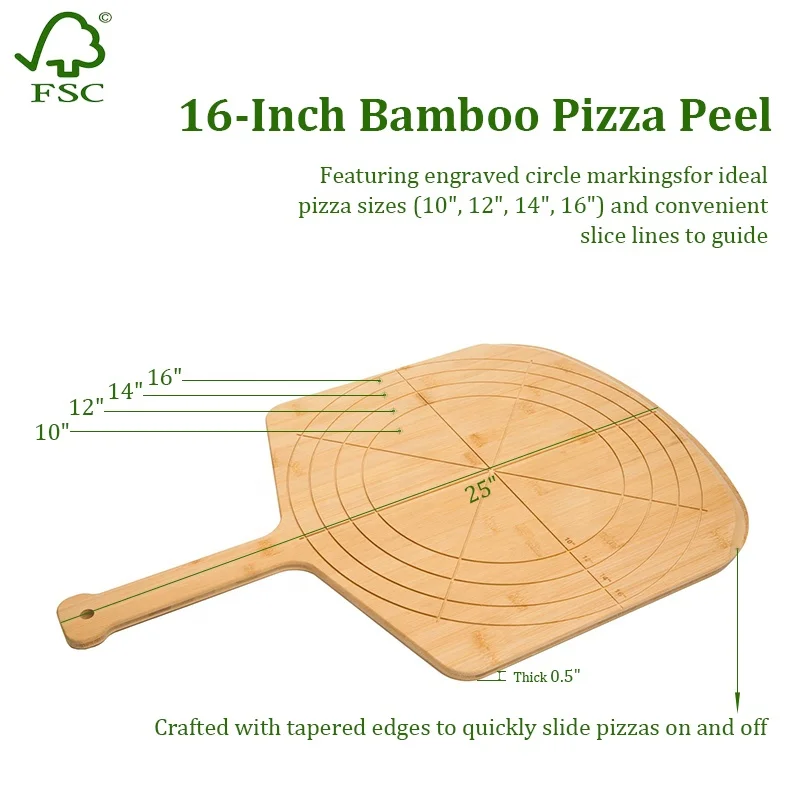 Extra Large Bamboo Wood Pizza Spatula Paddle Cutting Serving Board ...