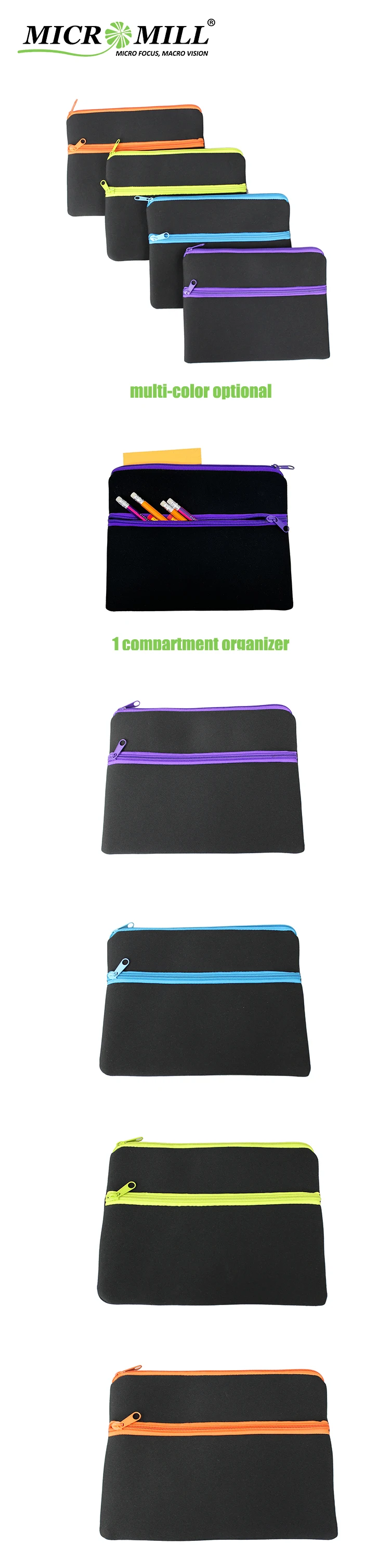 Custom Neoprene Pencil Pouch With Zipper Portable Custom Color Or Logo ...