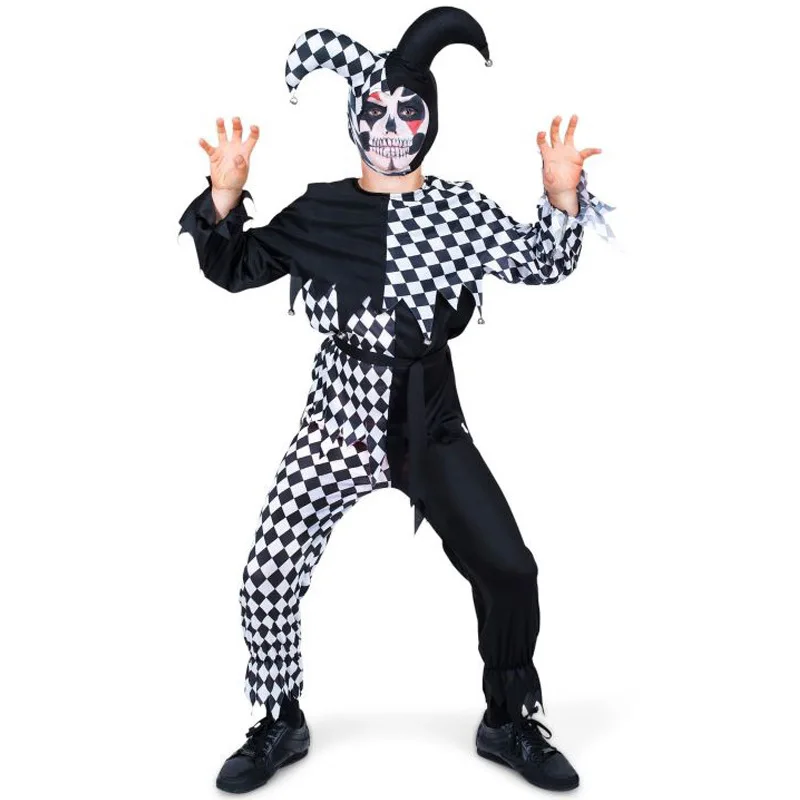 Cosplay Children's Black White Checkered Stage Performance Clown ...