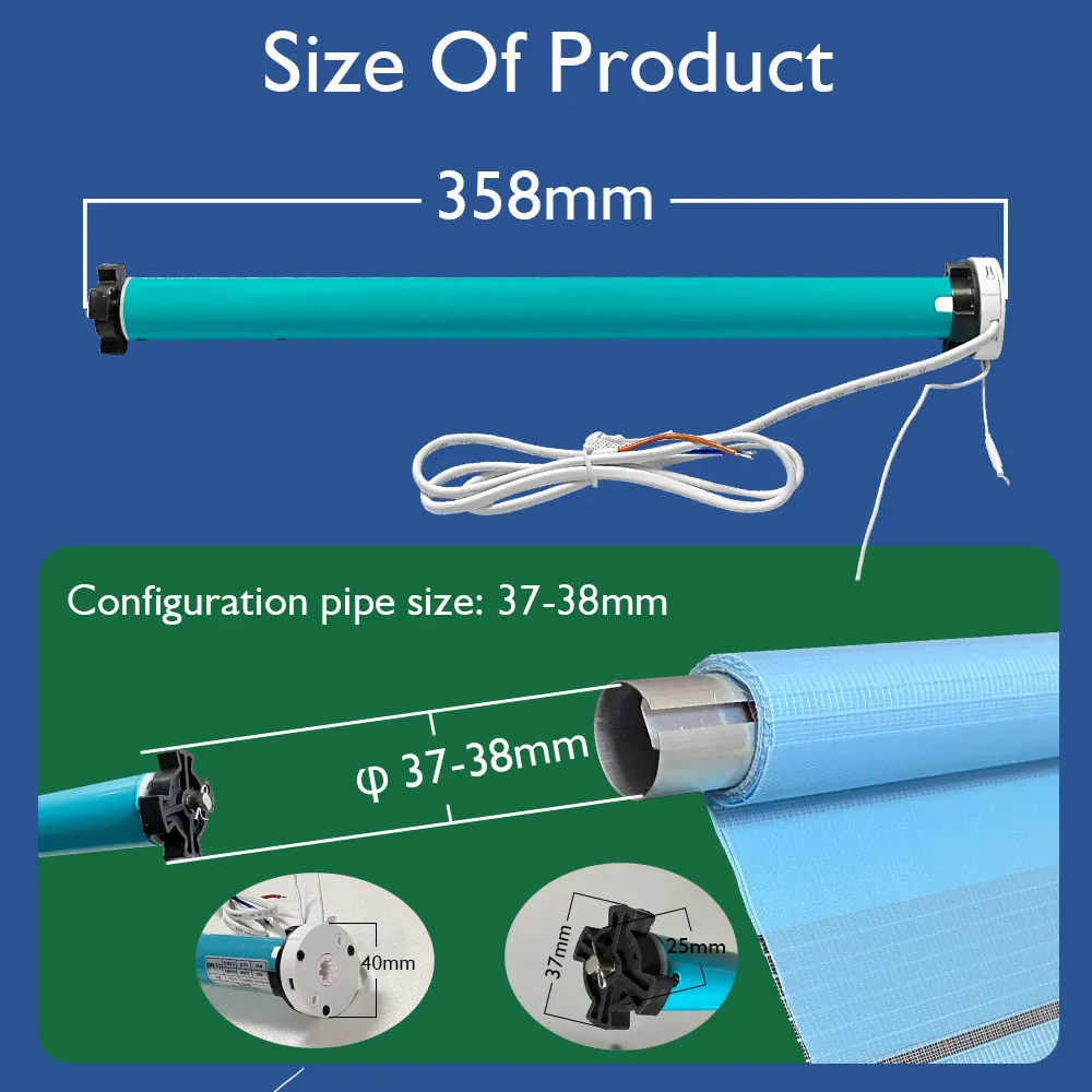 Motor Tubular Roller Curtain 25mm Tuya App Rf Voice Timer Control Wifi ...