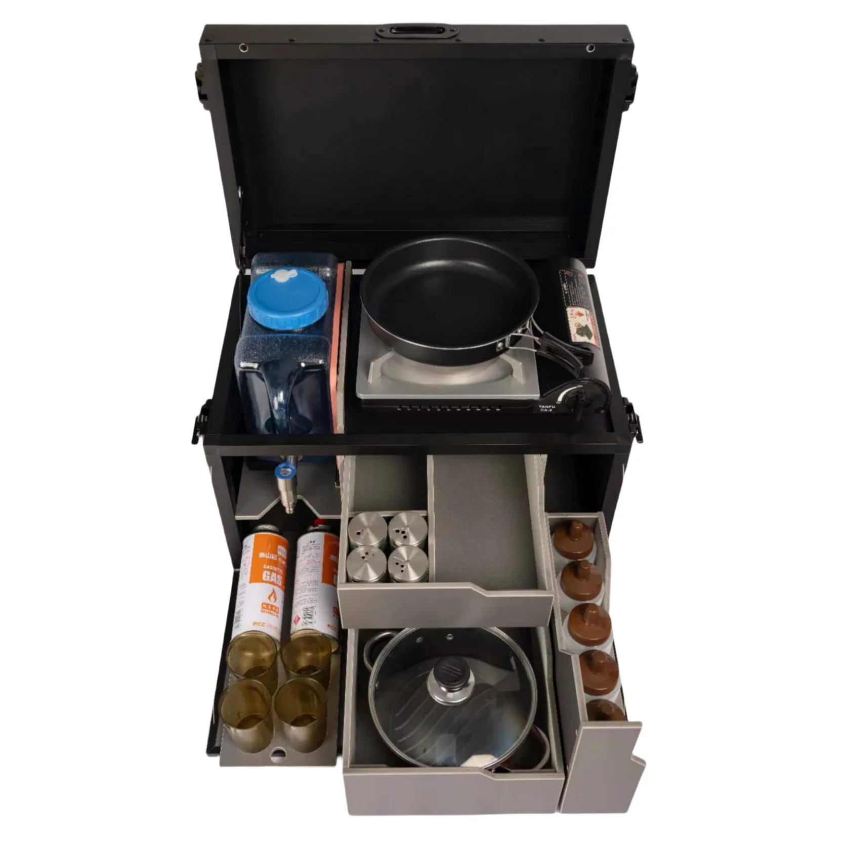 Outdoor Camping Table Camper Kitchen Box Picnic Cooking Cupboard With ...