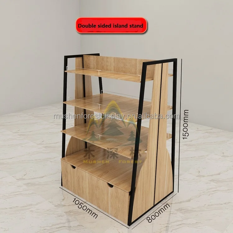 Supermarket Island Display Shelf With Storage Cabinet Perfect For Candy And Snacks Sales And ...