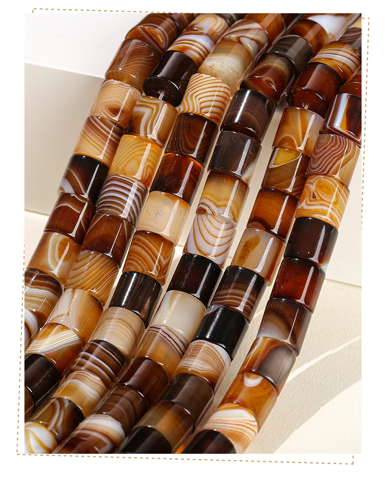 JD GEMS 12*12mm Natural Coffee Stripe Agate Beads for Jewelry