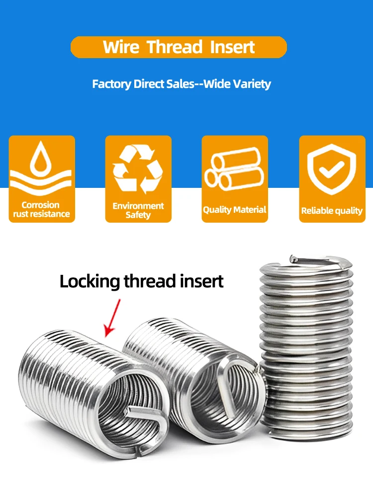 Sus304 Coil Thread Inserts Screw Lock Inserts Lock Ring Threaded Insert ...