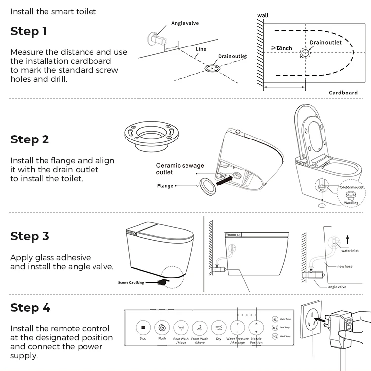 Modern Black Smart Toilet With Automatic Open/close Lid Tankless Toilet ...