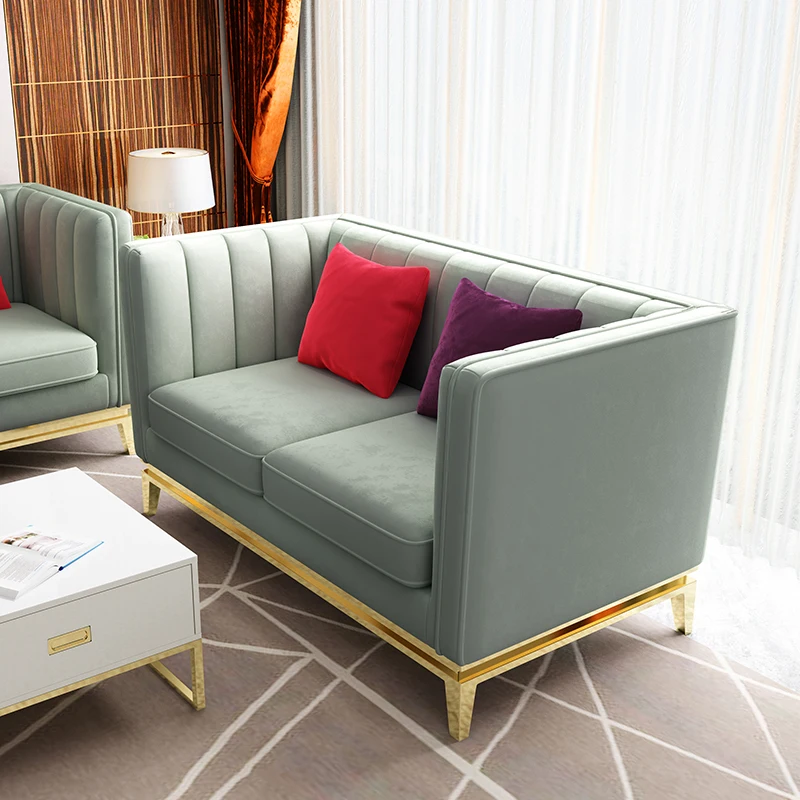 Modern Simple Wood Frame Fabric Sofa Set for Living Room