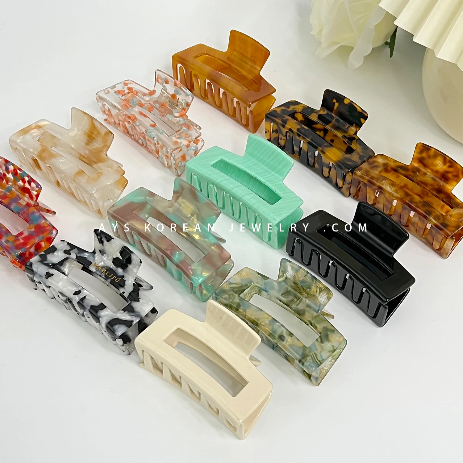 2022 Aiyisi New Color Chart Custom Logo Acetate Acrylic Hair Clip Claw ...